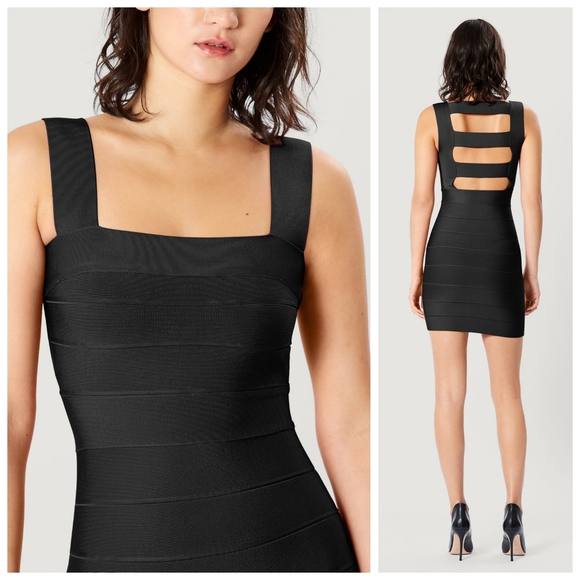 Herve Leger | Dresses | Herve Leger Icon Square Neck Cutout Mini Dress ...